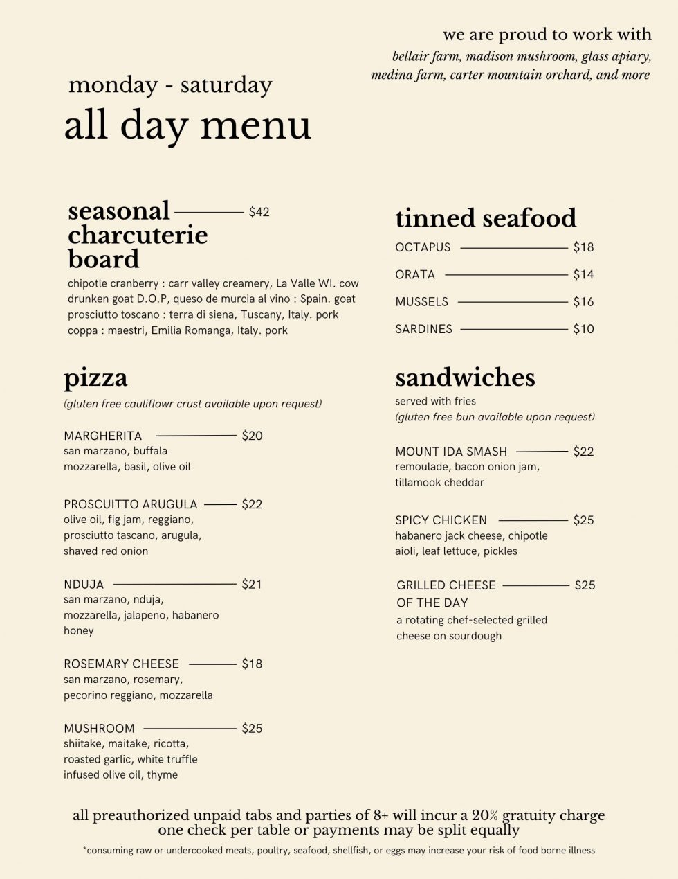 menus